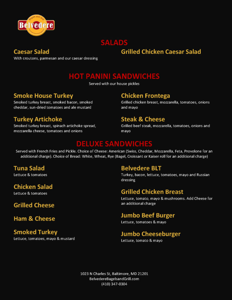 Menu – Belvedere